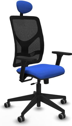 Piqueras y Crespo Motorradstuhl mit 3D-Armlehnen, h&ouml;henverstellbarer Lendenwirbelst&uuml;tze und festem Kopfteil, ausgestattet mit Syncro/Traslack und Schneideschaum, Schwar