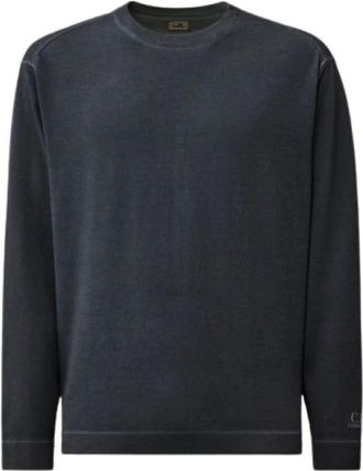 C.P. Company C.p. Company, Homme, Pulls, Bleu, Taille: XL Pull Ras du Cou en Cr&ecirc;pe de Coton Teint Deux Fois