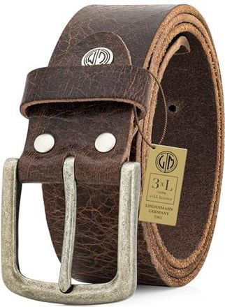 Lindenmann ceinture homme de cuir de buffle, 40 mm large et 3,8 mm fort, ajustable, marron fonc&eacute;, Farbe/Color:marron, Size US/EU