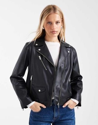 Levi's Bikerjacke aus Kunstleder in Schwarz