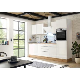 Respekta K&uuml;che K&uuml;chenzeile K&uuml;chenblock Marleen Premium 280 cm Wei&szlig; Artisan Eiche Respekta