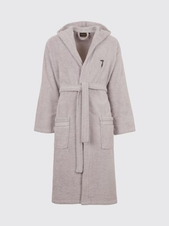 Trussardi Peignoir &agrave; capuche en &eacute;ponge de coton avec logo brod&eacute; contrastant