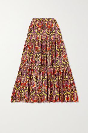 La DoubleJ Maxirock Aus Bedruckter Baumwollpopeline - Orange