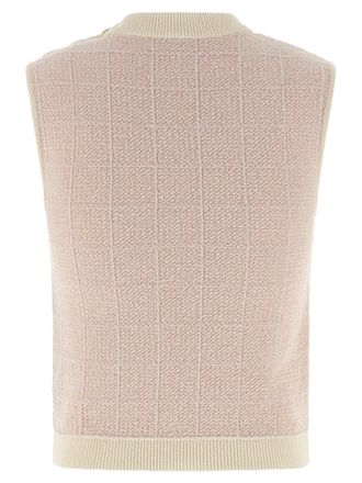 Balmain Tweed Knit with Lurex Sweater Vest - Pink