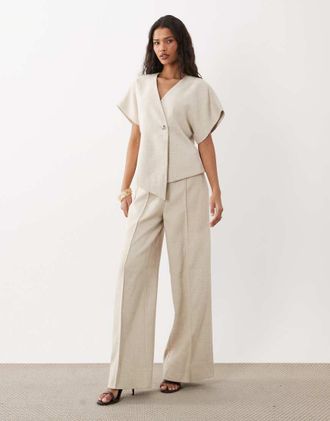 Vero Moda Elegante Hose in Hellbeige mit Ziernaht vorne, Kombiteil-Neutral