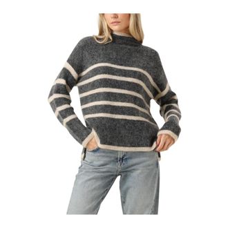 Second Female Ovalis Strick T-Neck Pullover - - Knitwear - Damen - Grau - S