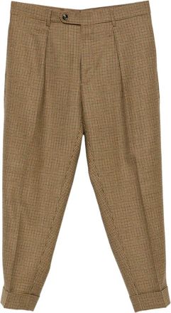 Berwich pantalon plissé Chiaia à motif pied-de-poule - Marron