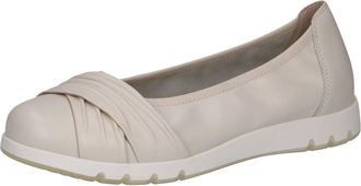Caprice Comfort Damen Ballerinas aus Leder Bequem, Cremefarben (Offwhite Nappa), 40 EU