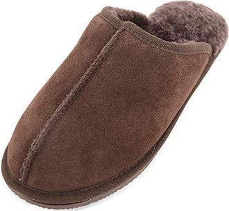 SNUGRUGS Mules en peau de mouton pour homme avec semelle fabriquée à la main, marron, 42 1/3 EU