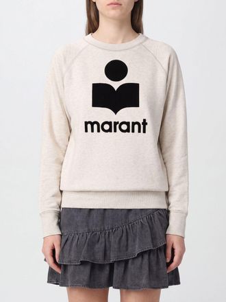 Isabel Marant Sweatshirt &agrave; col rond en coton m&eacute;lang&eacute; avec logo contrastant