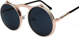 Generic YUJIEBB Lunettes de soleil rétro rondes à clip pour hommes et femmes adolescents Lunettes de costume punk rondes