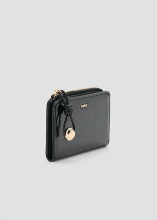 Mango Petit portefeuille avec mini perles noir - Femme - Taille unique - MANGO