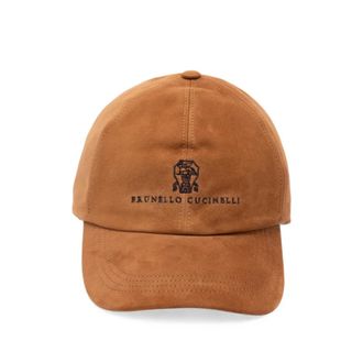 Brunello Cucinelli Suede Baseball Cap With Embroidered Logo