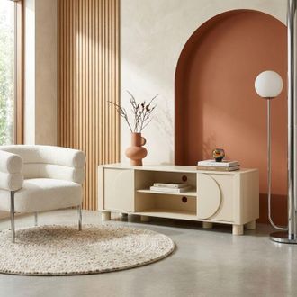 Sweeek Meuble TV d&eacute;cor bois beige 2 portes 155cm Pondi