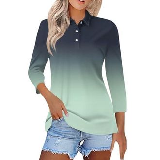 Generic Polo &agrave; manches longues pour femme - Multicolore - Coupe classique - En piqu&eacute; de coton - Protection solaire UPF 50+ - S&eacute;chage rapide - &Eacute;vacuation de lh