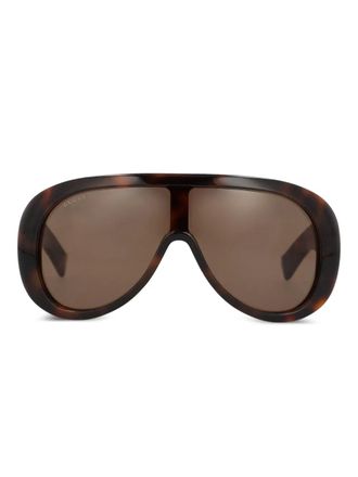 Gucci lunettes de soleil &agrave; d&eacute;tail logo - Marron