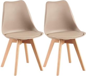 Eggree Lot de 2 Chaise Salle &agrave; Manger Scandinaves SGS Tested Chaise Rembourr&eacute;e de Cuisine, R&eacute;tro Chaise de Bureau avec Pieds en Bois de H&ecirc;tre Massif, Kaki Cl