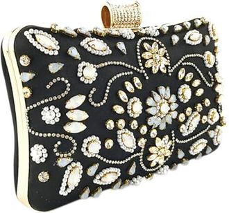 SOLUSTRE Pochette de Soir&eacute;e Femme &Eacute;l&eacute;gante Perles et Cristaux Sac Main Banquet Chic pour Mariage Cocktail