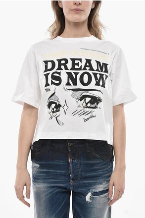 Dsquared2 Crewneck T-Shirt EASY FIT Printed with Lace Hem size Xl