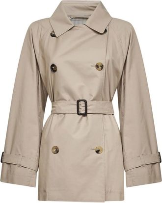 Max Mara Femme, Manteaux, Beige, Taille: 42 FR Trench-coat court en twill hydrofuge