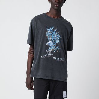 SATISFY MothTech Aged Black T-Shirt mit Logo-Print