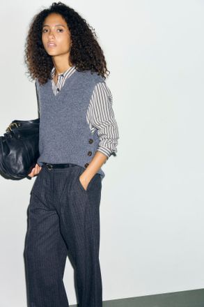 Gerard Darel Pull V sans manche en laine - RENIA - Gris moyen