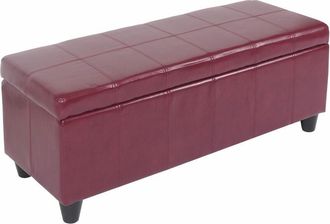 Hhg Neuwertig] Bank Sitzbank mit Aufbewahrung Arezzo Leder + Kunstleder 112x45x45cm MVG-zertifiziert rot