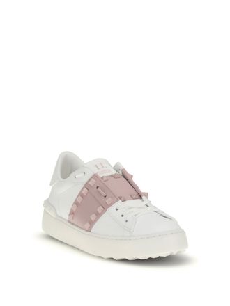 Valentino Garavani Womens Open Rockstud Sneakers Bianco-Water Rose-Bianco Bianco/water Rose/bianco
