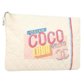 Chanel Pre-owned Toile pochettes-minaudieres - Femme - Pre-owned - Blanc - Taille: ONE Size
