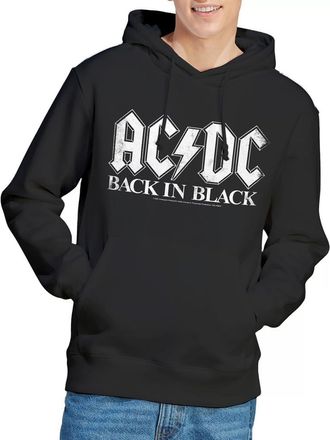 AC/DC ACDC Unisex Back in Black Hoodie Kapuzenpullover, Schwarz, XL