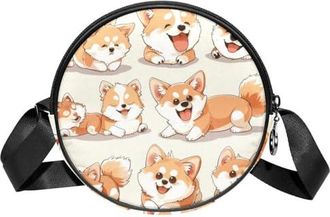 Generic Sac &agrave; bandouli&egrave;re rond pour femme, petit sac &agrave; bandouli&egrave;re avec fermeture &eacute;clair, bretelles r&eacute;glables, sac &agrave; main rond d&eacute;contract&eacute; pour femmes et fill