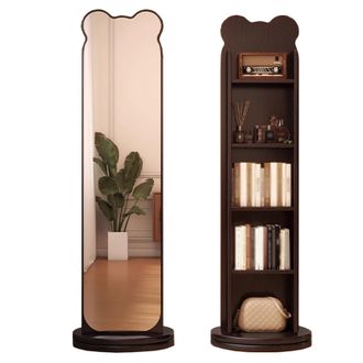 Generic Spiegel Standspiegel Ganzk&ouml;rperspiegel Tiefer Rahmen Floatglas f&uuml;r Badezimmer Ankleidezimmer Wohnzimmer(Black,40x168 cm)