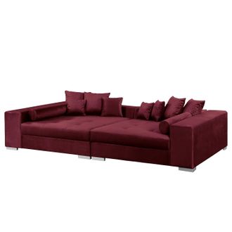 Loftscape home24 Big-Sofa Rot/Bordeaux Samt Onoli 310 x 80 x 153cm Modern
