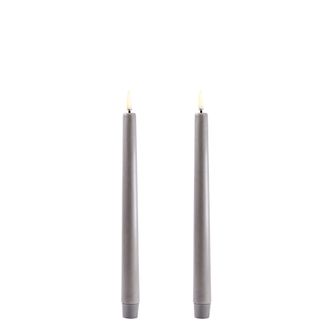 Uyuni Candles Lighting LED Stabkerzen Taper 2er Set 2 x 25cm - Grau - Flammenlos