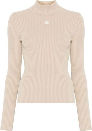 Courr&egrave;ges Femme, Pulls, Beige, Taille: 42 FR Col roul&eacute;s