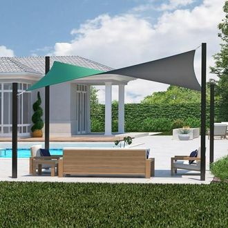 Coolaroo Dualshade Irisierendes Outdoor-Sonnensegel mit 95% UV-Schutz und Montageset f&uuml;r Terrasse, Garten, Pool und Hinterhof, 365,8 x 243,8 cm, rechteckig, Fa