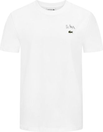Lacoste T-Shirt aus Baumwolle mit Logo-Aufn&auml;her, Classic Fit in