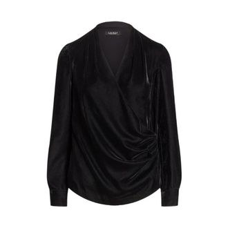 Ralph Lauren Schwarzes Samt-Shirt mit &Uuml;berkreuz-Design - - Blouses & Shirts - Damen - Schwarzk - XS