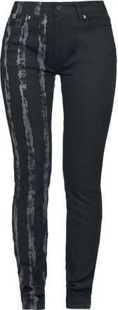 Forplay Rock Rebel by EMP Damen schwarz-graue Hose - EIN Hosenbein gestreift W34L32