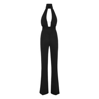 Philipp Plein Schwarzer Halterneck Logo-Plaque Jumpsuit - - Jumpsuits & Playsuits - Damen - Schwarzk - S