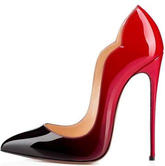 Generic Escarpins à Talons Aiguilles et Bout Pointu pour Femme, Chaussures de Soirée Sexy en Cuir Verni Talons Hauts de élégantes et Confortables pour Un Mari