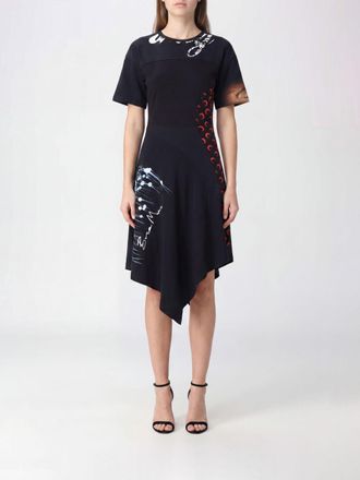 Marine Serre Robe midi asym&eacute;trique en coton &agrave; imprim&eacute; graphique Crescent Moon