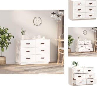 vidaXL Sideboard Wei&szlig; 100x40x75 cm Massivholz Kiefer - Holz Sideboard - Massives Kiefernholz - Wei&szlig;es Sideboard - Wohnzimmerm&ouml;bel - Schubladenschrank