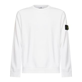 Stone Island Homme, Sweatshirts et sweats &agrave; capuche, Blanc, Taille: S SweaT-shirt en coton &agrave; col rond