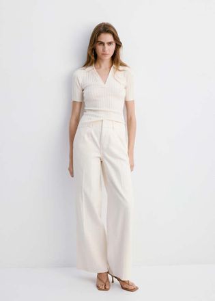 Mango Jean large taille normale blanc cass&eacute; - Femme - 32 - MANGO