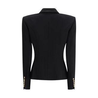 Balmain Womens Black Wool Oves Aries Blazer Clothing