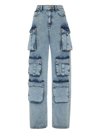 Philipp Plein jean &eacute;vas&eacute; &agrave; poches cargo - Bleu