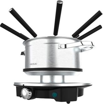 Cecotec Elektrisches Fondue für 8 Personen Fun Gourmetfondue Advance. 1500W, 1,7L Kapazität, für Käse, Schokolade und Öl, Design aus Edelstahl, Leistungsregel