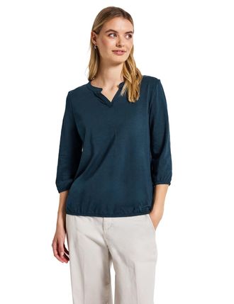 Street One Damen Split Neck Jersey Shirt