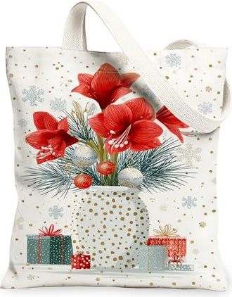 Generic Sacs fourre-tout en toile &agrave; motif floral vintage - R&eacute;utilisables - L&eacute;gers et lavables - Pour les vacances en plein air et les voyages - 33 x 38 cm